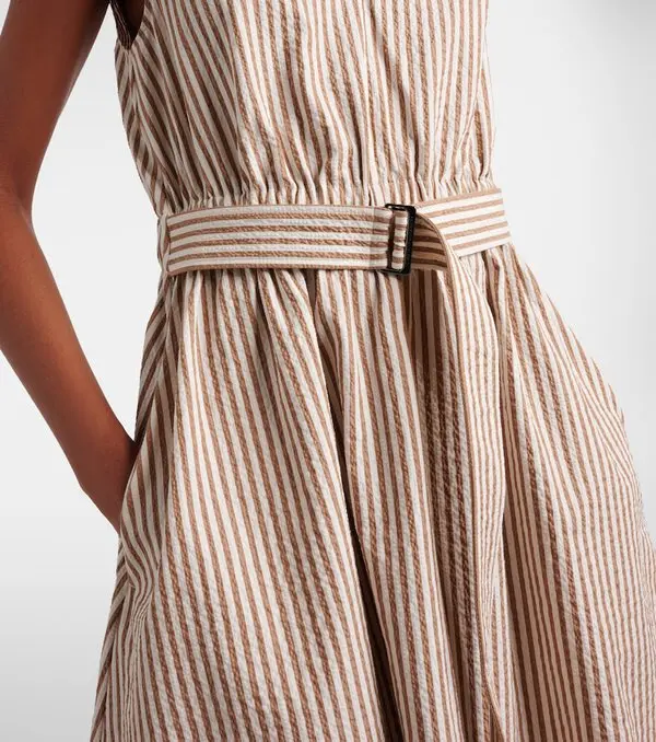 Brunello Cucinelli Striped Cotton-blend Minidress - Beige