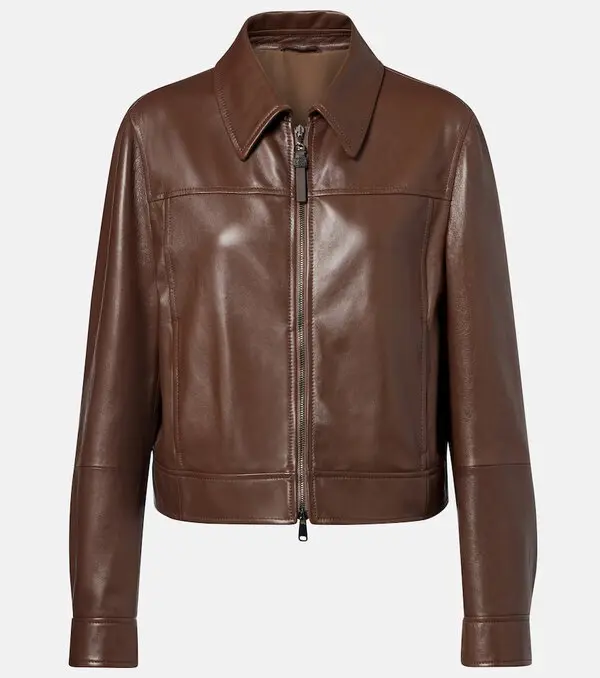 Brunello Cucinelli Leather Jacket - Brown
