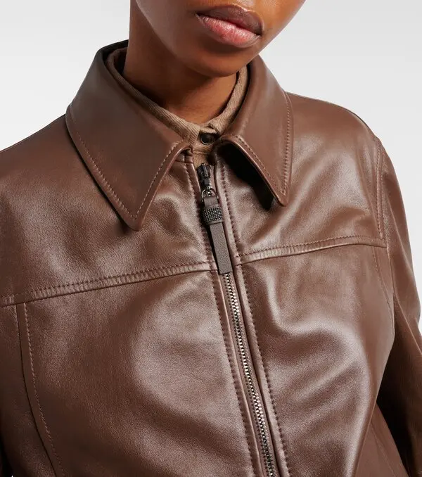 Brunello Cucinelli Leather Jacket - Brown