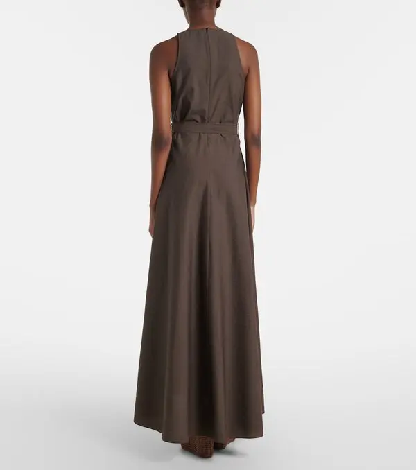 Brunello Cucinelli Belted V-neck Maxi Dress - Brown