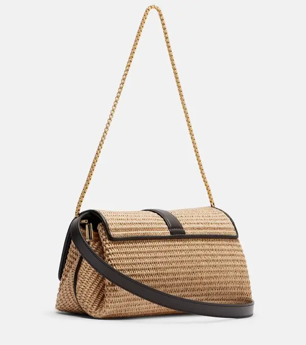 FERRAGAMO Mia Small Raffia Shoulder Bag