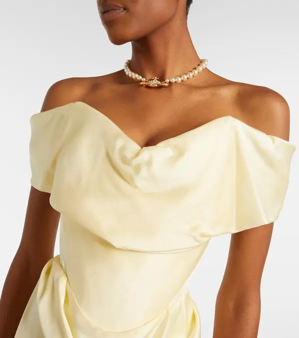 VIVIENNE WESTWOOD Nova Cocotte Draped Satin Bustier Gown - Yellow