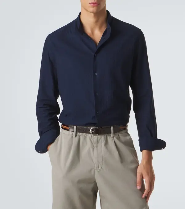Brunello Cucinelli Striped Cotton And Silk Shirt