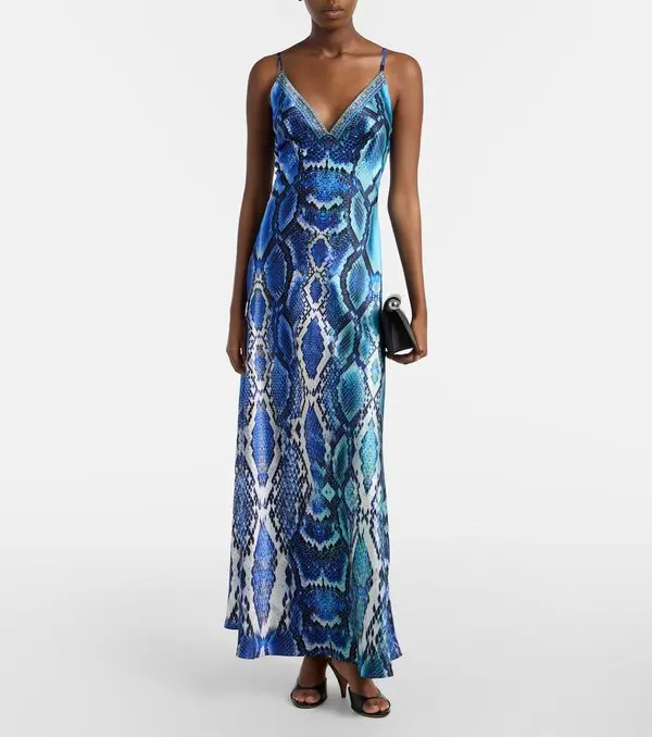 Camilla Silk Animal Print Slip Dress