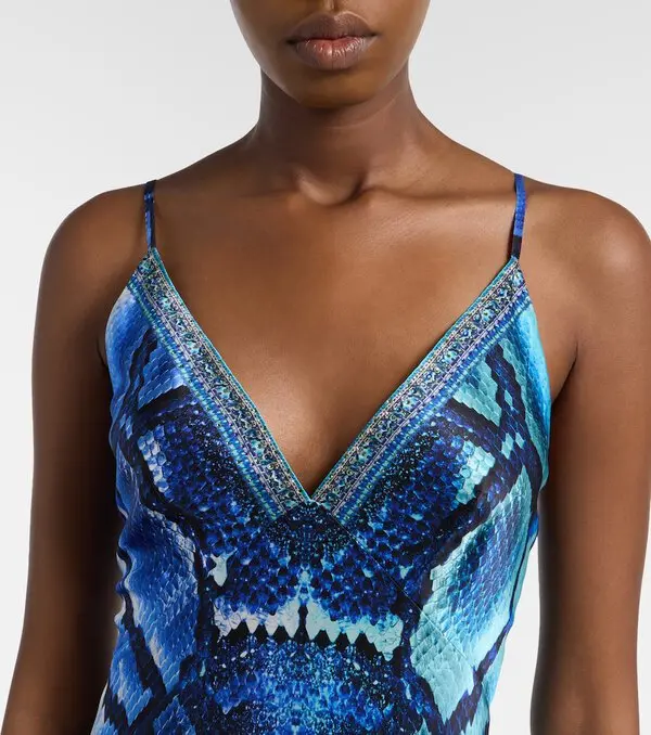 Camilla Silk Animal Print Slip Dress