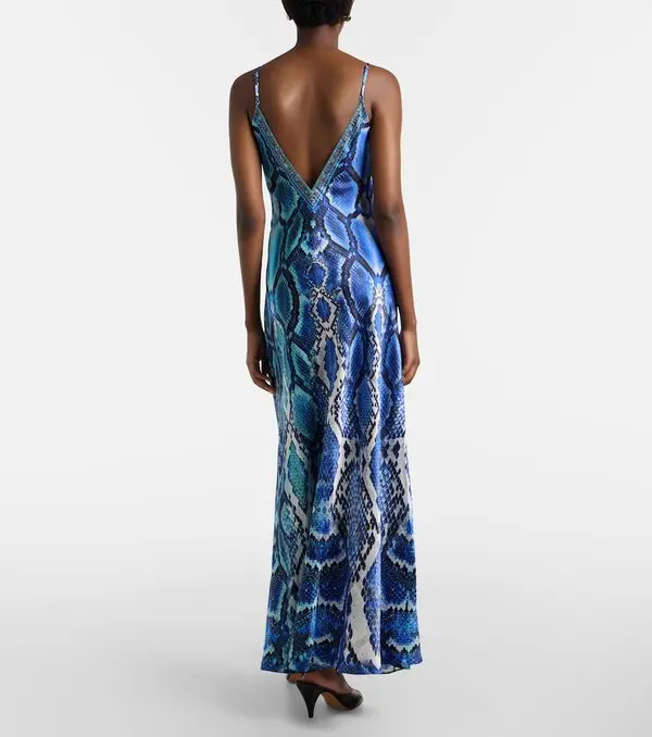 Camilla Silk Animal Print Slip Dress