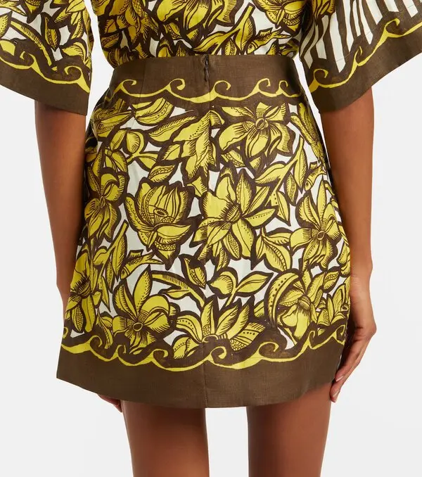 ALEMAIS Printed Hemp Wrap Skirt - Yellow
