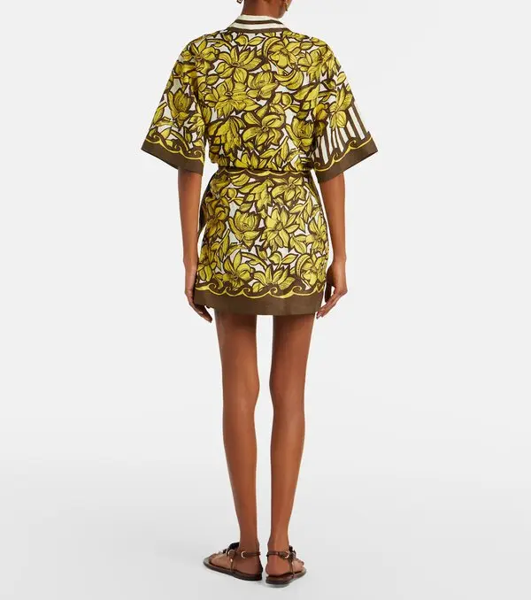 ALEMAIS Printed Hemp Wrap Skirt - Yellow