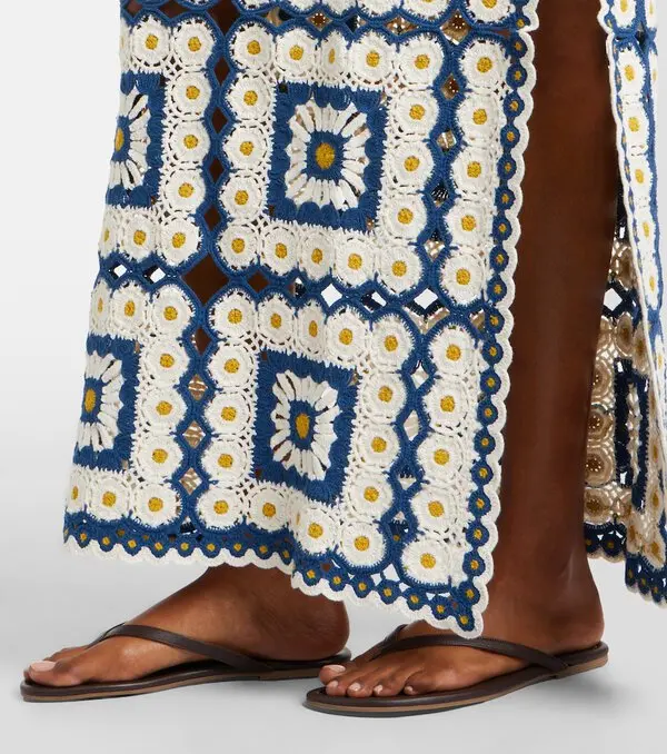ALEMAIS Crochet Cotton Maxi Dress - Blue