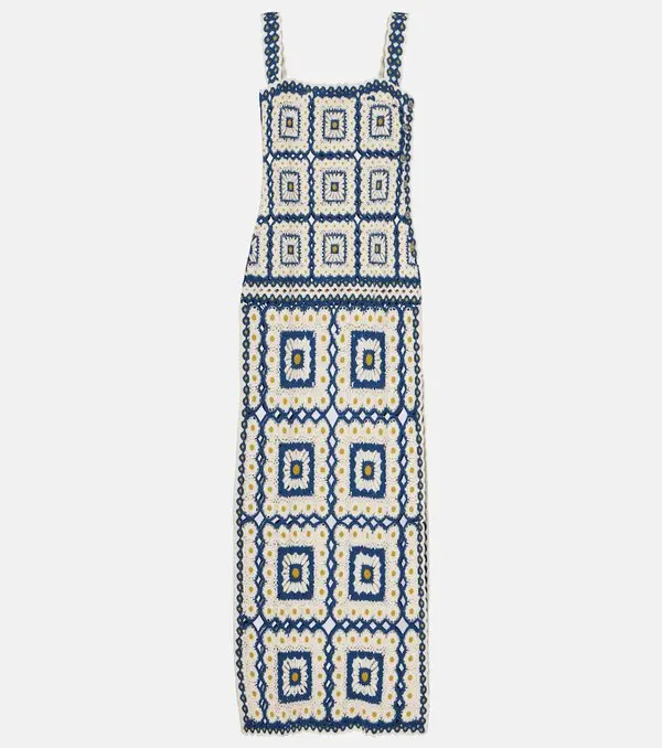 ALEMAIS Crochet Cotton Maxi Dress - Blue