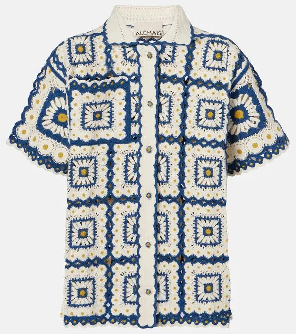 ALEMAIS Crochet Cotton Shirt - Blue