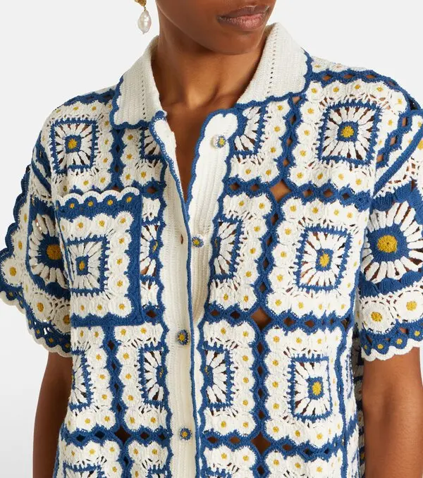 ALEMAIS Alémais Dolly Crochet Cotton Shirt - Blue