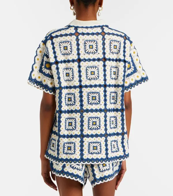 ALEMAIS Alémais Dolly Crochet Cotton Shirt - Blue