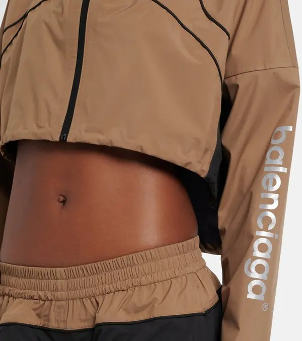 Balenciaga Cropped Taffeta Jacket With Drawstring Hood