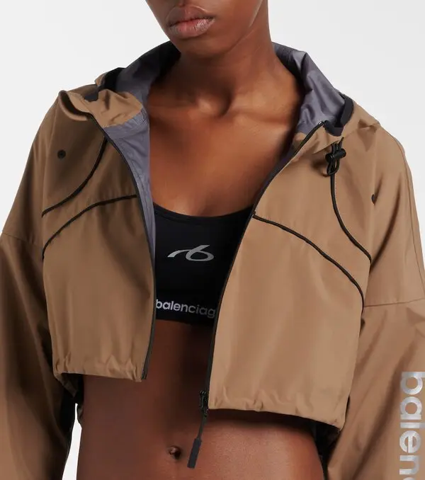 Balenciaga Cropped Taffeta Jacket With Drawstring Hood
