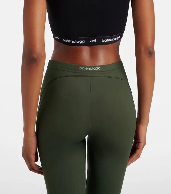 Balenciaga Logo Flared Leggings - Green