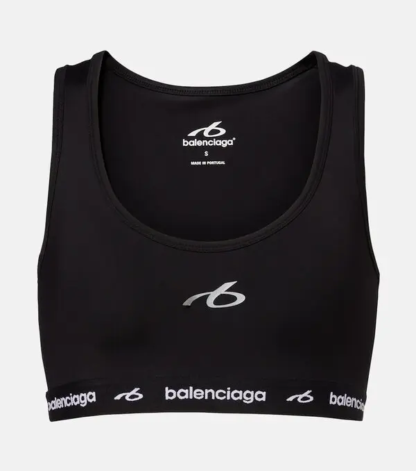 Balenciaga Logo Sports Bra - Black