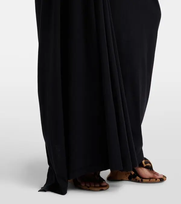 Balenciaga Logo Caped Cotton Jersey Maxi Dress