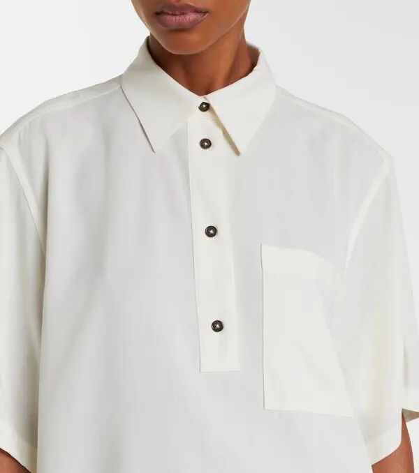 TOTEME Oversized Wool Blend Polo Shirt - White