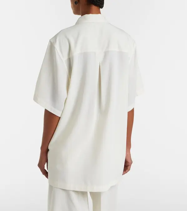 TOTEME Oversized Wool Blend Polo Shirt - White