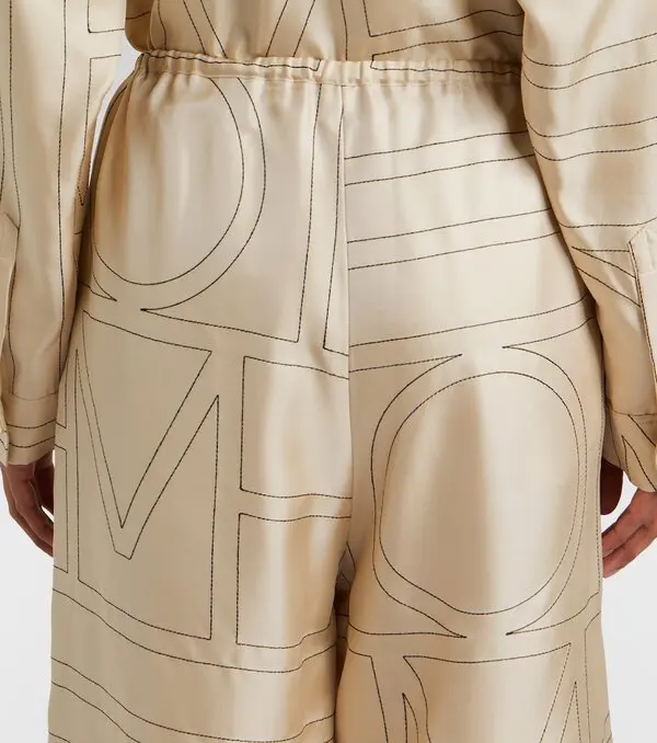 TOTEME Embroidered Silk Satin Bermuda Shorts