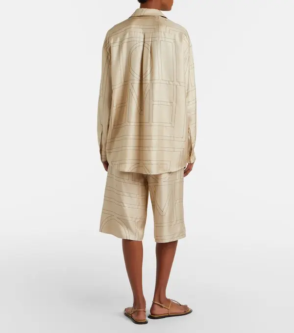 TOTEME Embroidered Silk Satin Bermuda Shorts