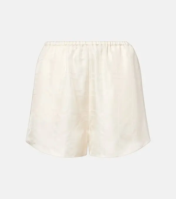 TOTEME Embroidered Silk Satin Pajama Shorts - White