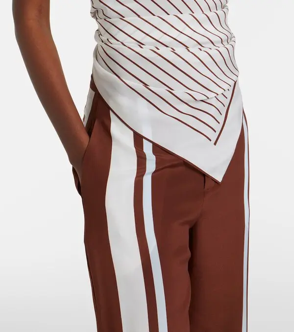 SIR. Marais Striped Halterneck Silk Top - White