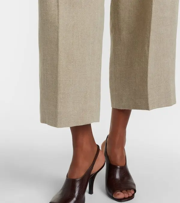 TOTEME Cropped Linen Wide-leg Pants