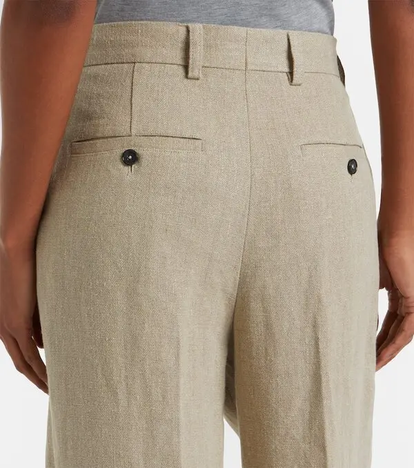 TOTEME Cropped Linen Wide-leg Pants