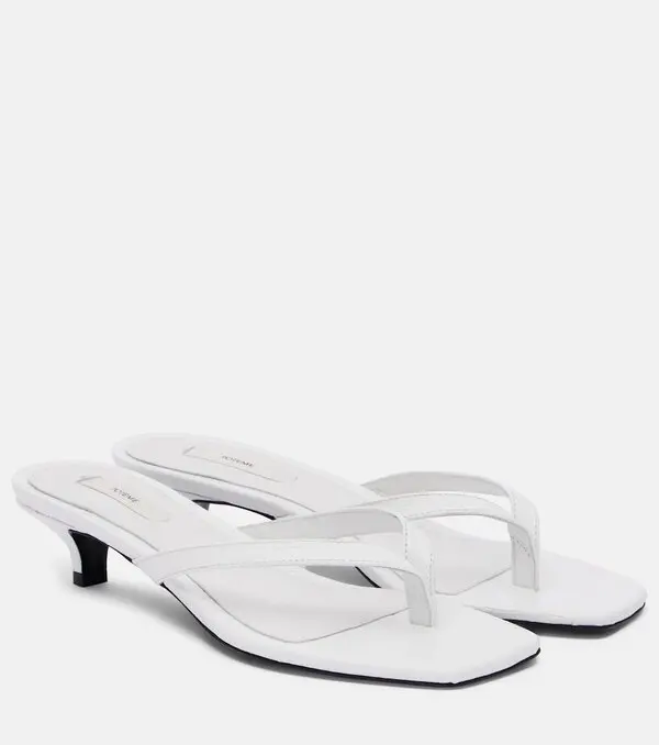 TOTEME Croc-effect Leather Thong Sandals - White