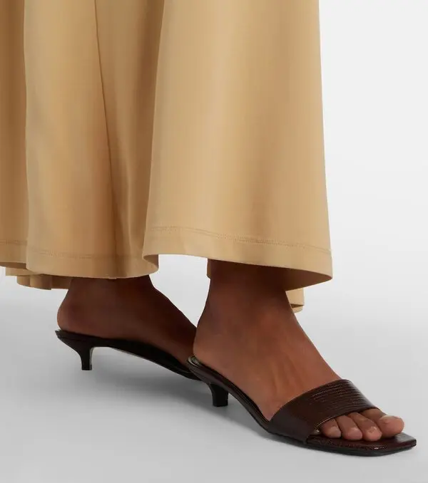 TOTEME Embossed Leather Mules - Brown