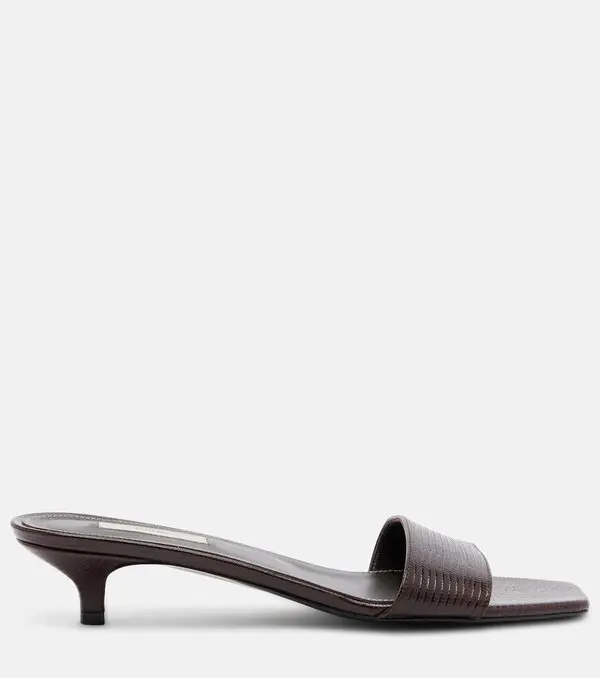 TOTEME Embossed Leather Mules - Brown