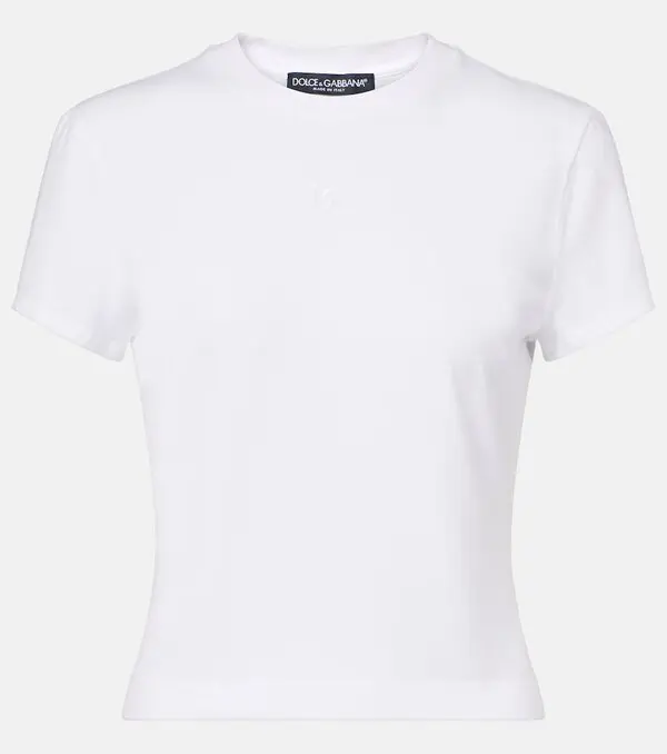Dolce & Gabbana Embroidered Cotton-blend Jersey T-shirt - White