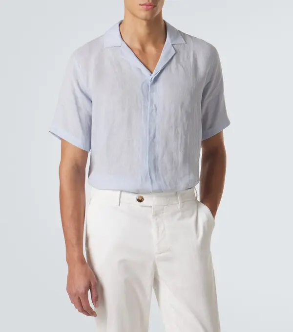 Orlebar Brown Maitan Linen Bowling Shirt