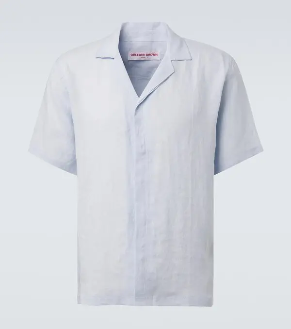 Orlebar Brown Maitan Linen Bowling Shirt - Blue