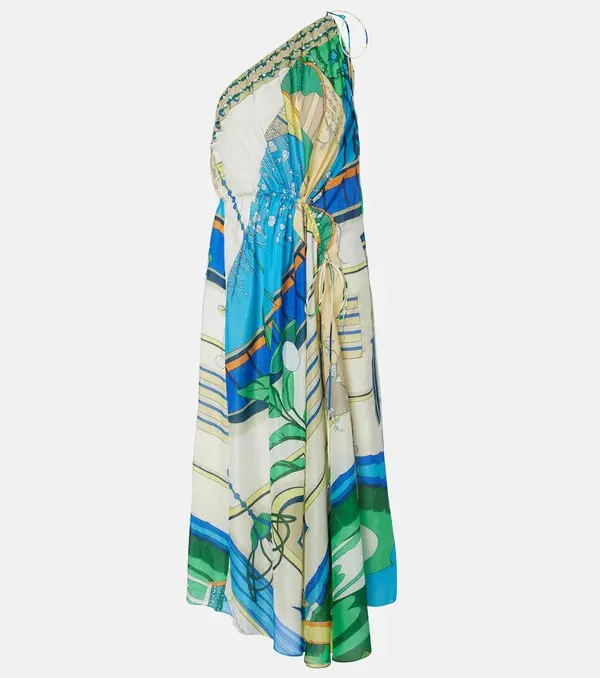 Tory Burch Printed Cotton And Silk Midi Dress - Multicoloured