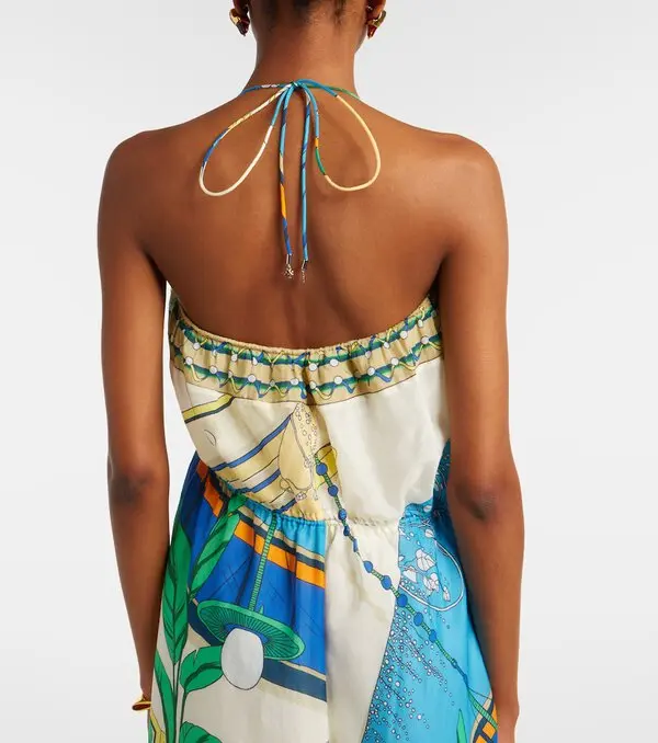 Tory Burch Printed Cotton And Silk Midi Dress