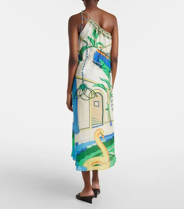 Tory Burch Printed Cotton And Silk Midi Dress