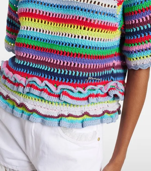 GANNI Crocheted Cotton Top