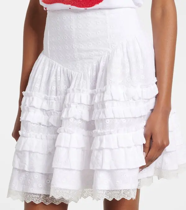 GANNI Broderie Anglaise Cotton Miniskirt