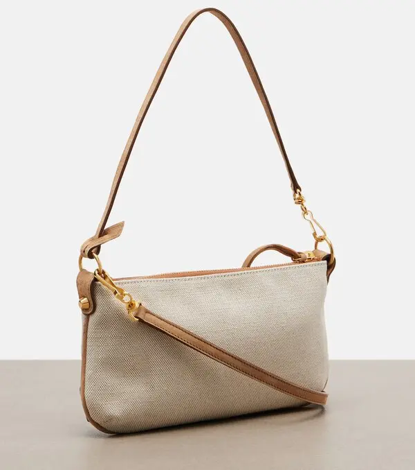 Balenciaga Le City Mini Canvas And Suede Shoulder Bag - Beige