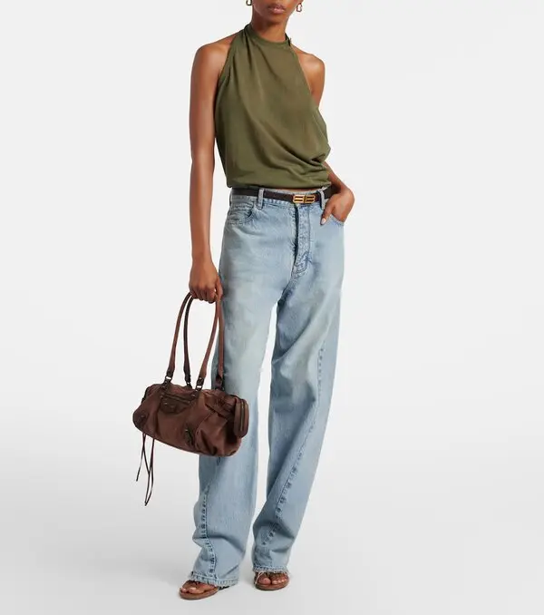 Balenciaga Le City East-west Small Suede Shoulder Bag - Brown