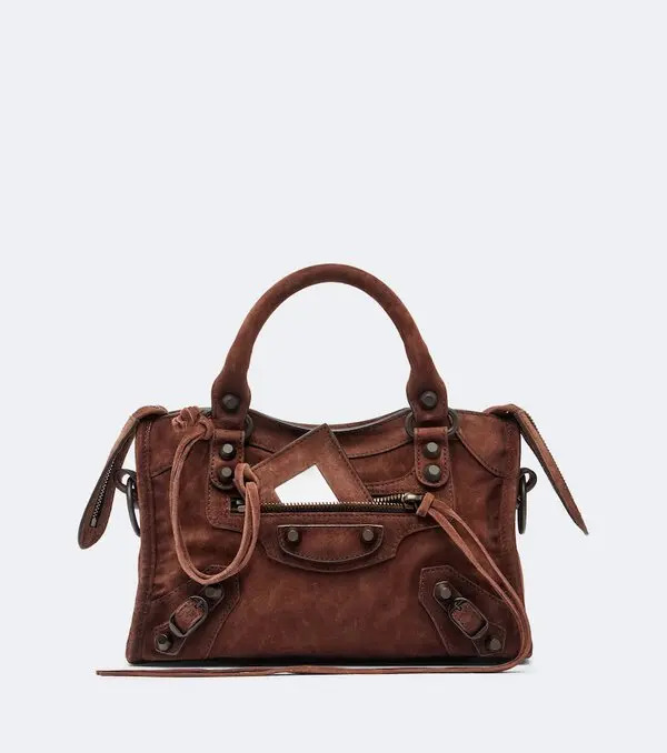 Balenciaga Le City Mini Suede Top-handle Bag - Brown