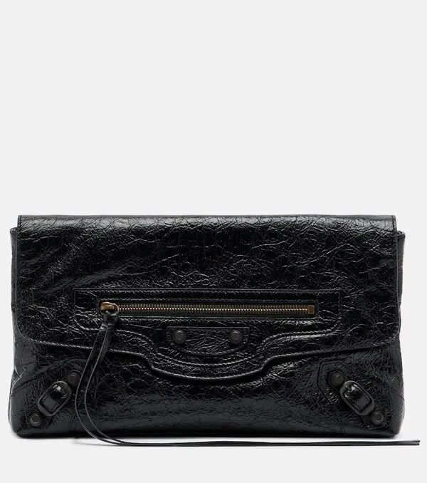 Balenciaga Le City Leather Clutch - Black