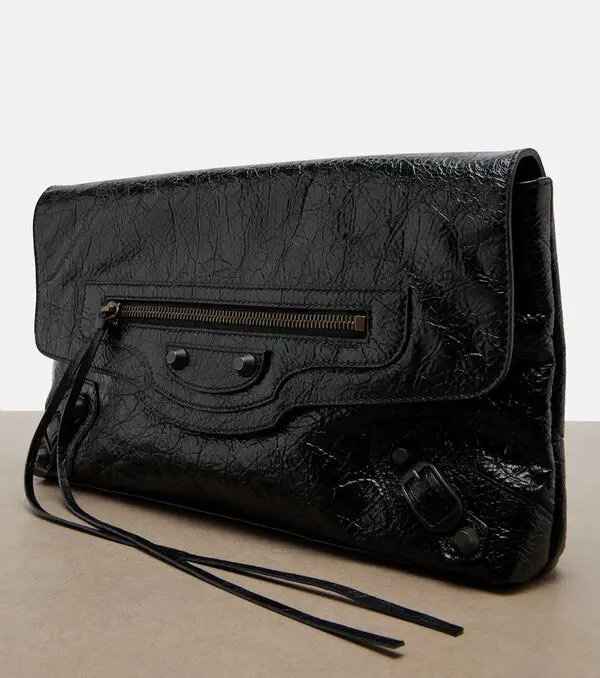Balenciaga Le City Leather Clutch - Black