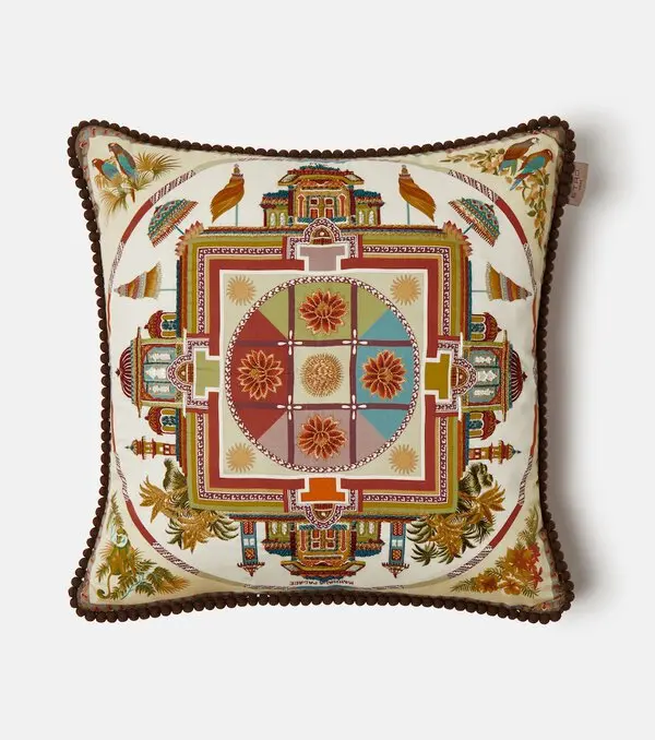 Etro Embroidered Cotton Cushion - Brown
