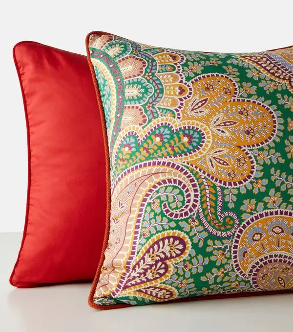 Etro Paisley Floral Cotton Cushion - Green