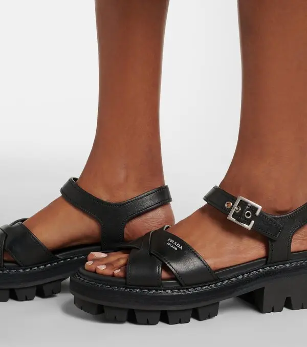 Prada Leather Sandals - Black