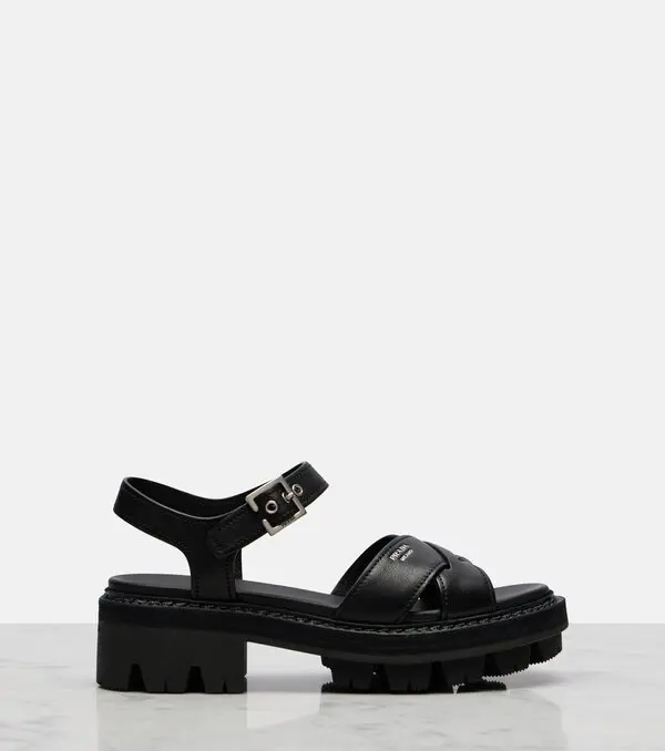 Prada Leather Sandals - Black